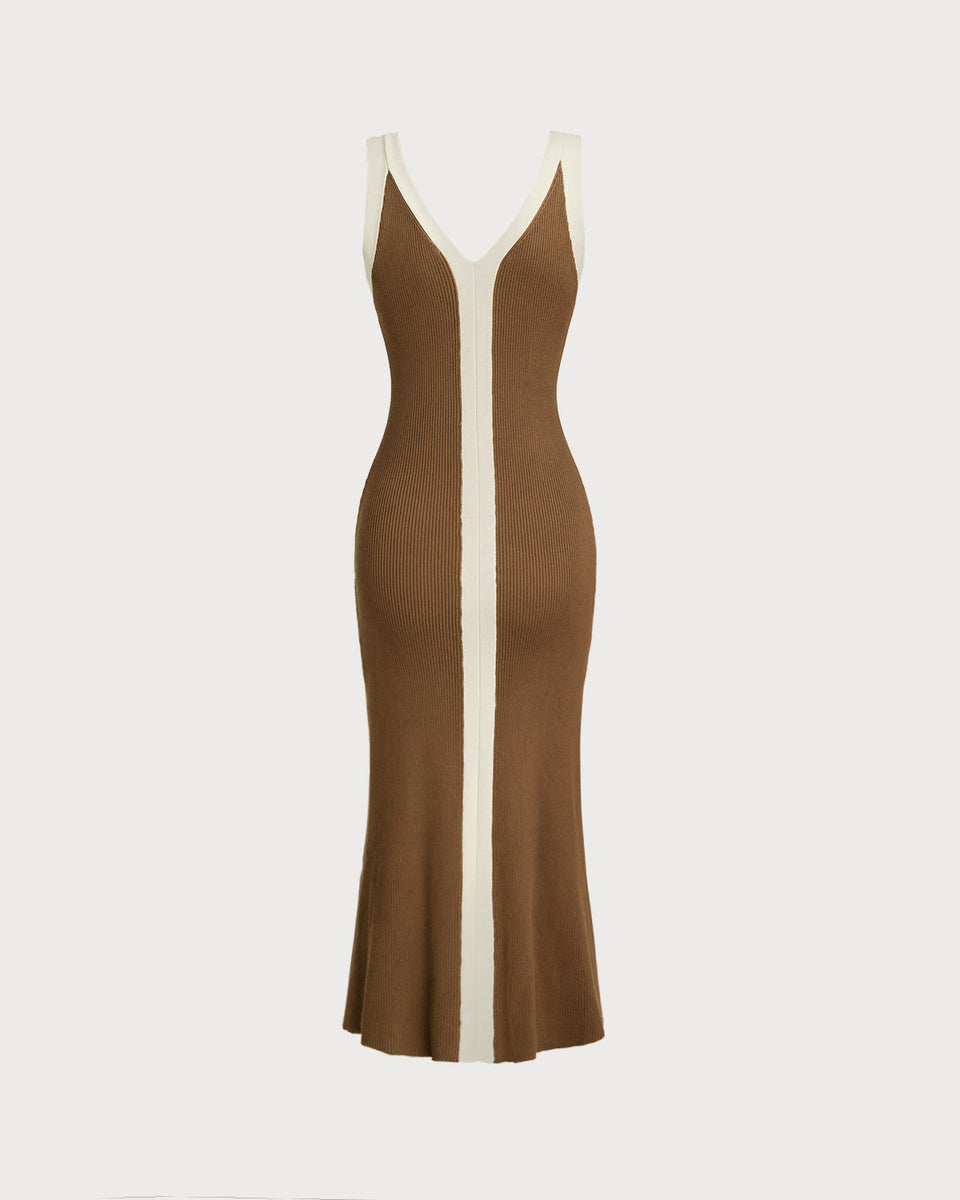 Caramel Contrast Sleeveless Midi Dress & Reviews - Caramel - Dresses ...