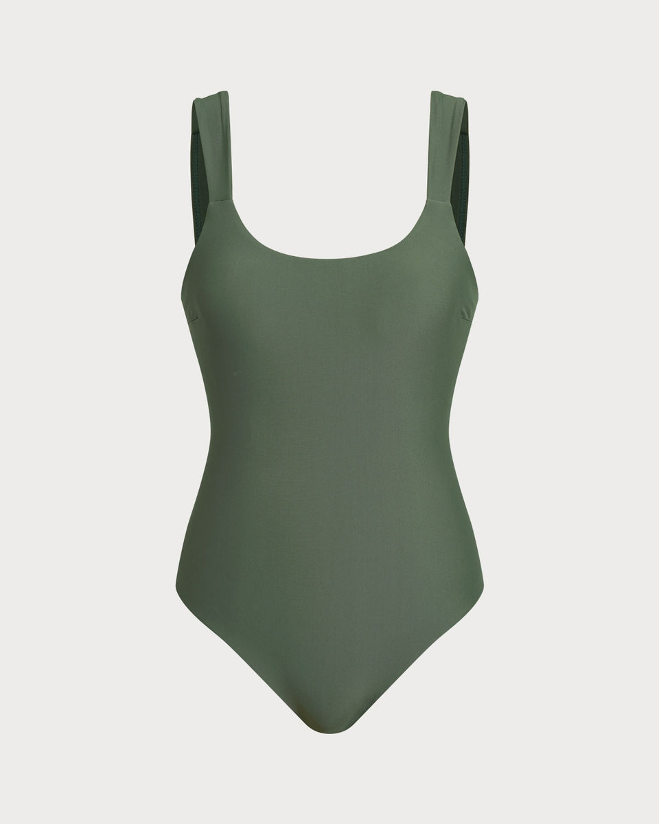 Green U Neck Tummy Control One-Piece & Reviews - Green - One-Pieces ...